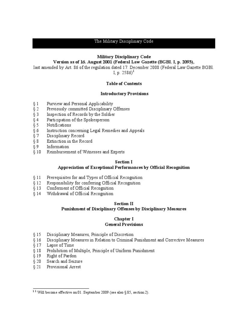 The Military Disciplinary Code of Germany | PDF | Arrest | Military Rank