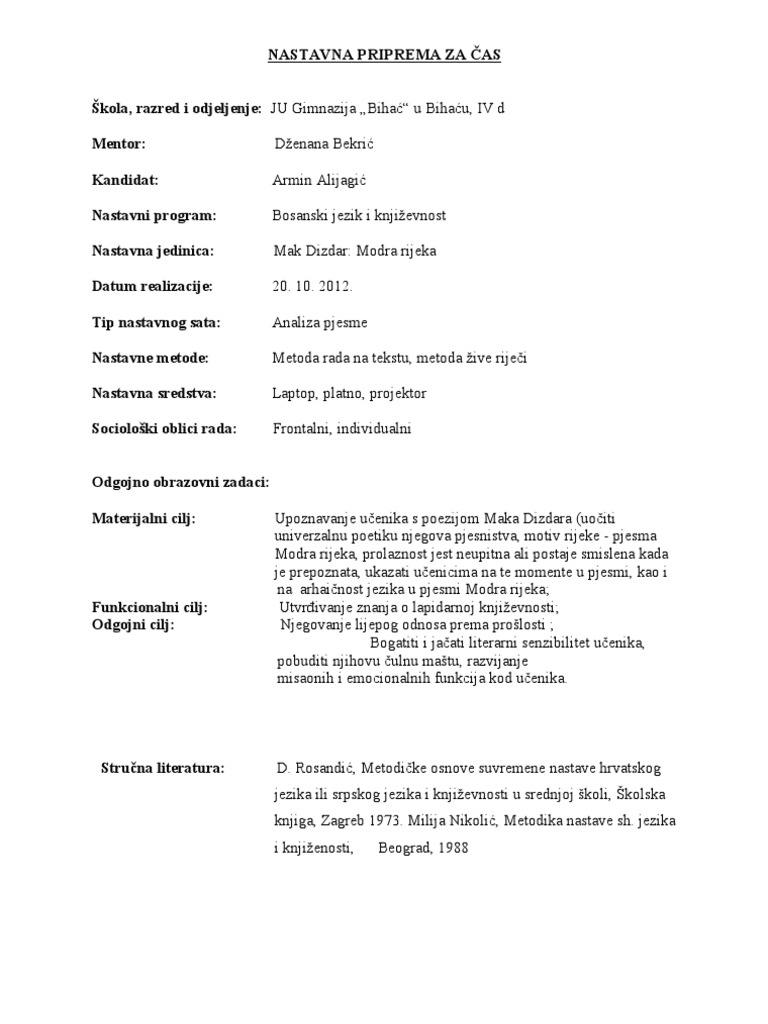 Mak Dizdar MOdra Rijeka | PDF