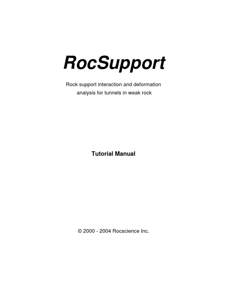 RocSupport Tutorial Manual | PDF | Fracture Mechanics | Strength Of Materials