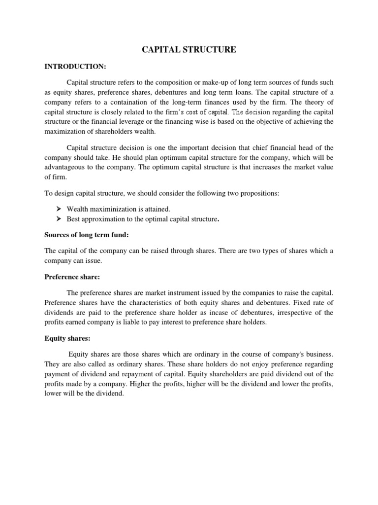 Capital Structure | PDF | Capital Structure | Financial Capital