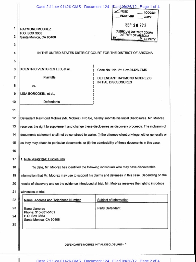 124 - Raymond's Rule 26 Disclosures | PDF