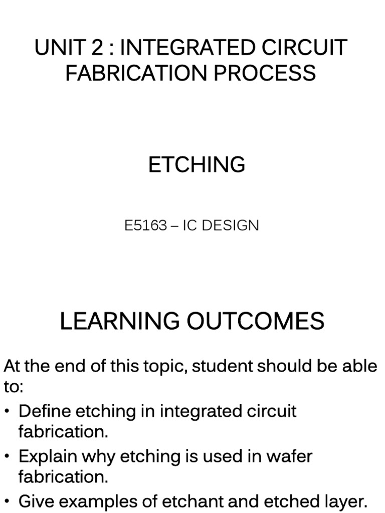 2 5 Integrated Circuit Fabrication Process Etching Student | PDF ...