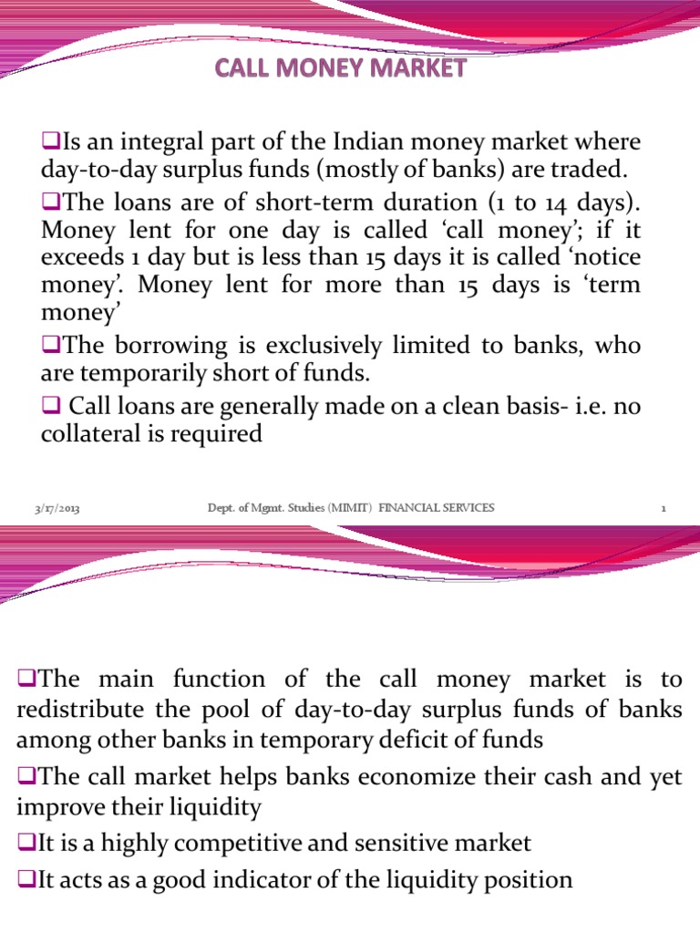 Call Money Market | PDF | Money Market | Banks
