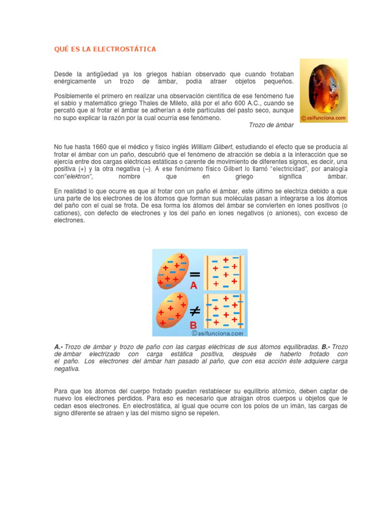QUÉ ES LA ELECTROSTÁTICA | PDF | Electrostática | Electricidad