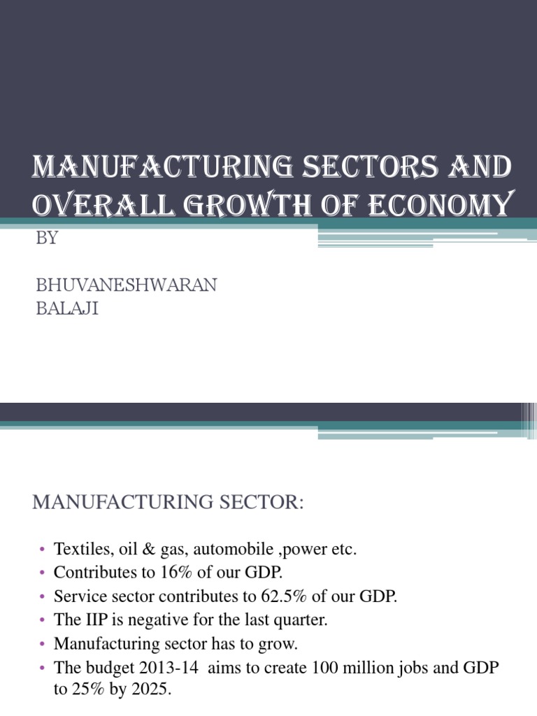 Manufacturing Sectors and Overall Growth of Economy: BY Bhuvaneshwaran Balaji | PDF | Economic ...