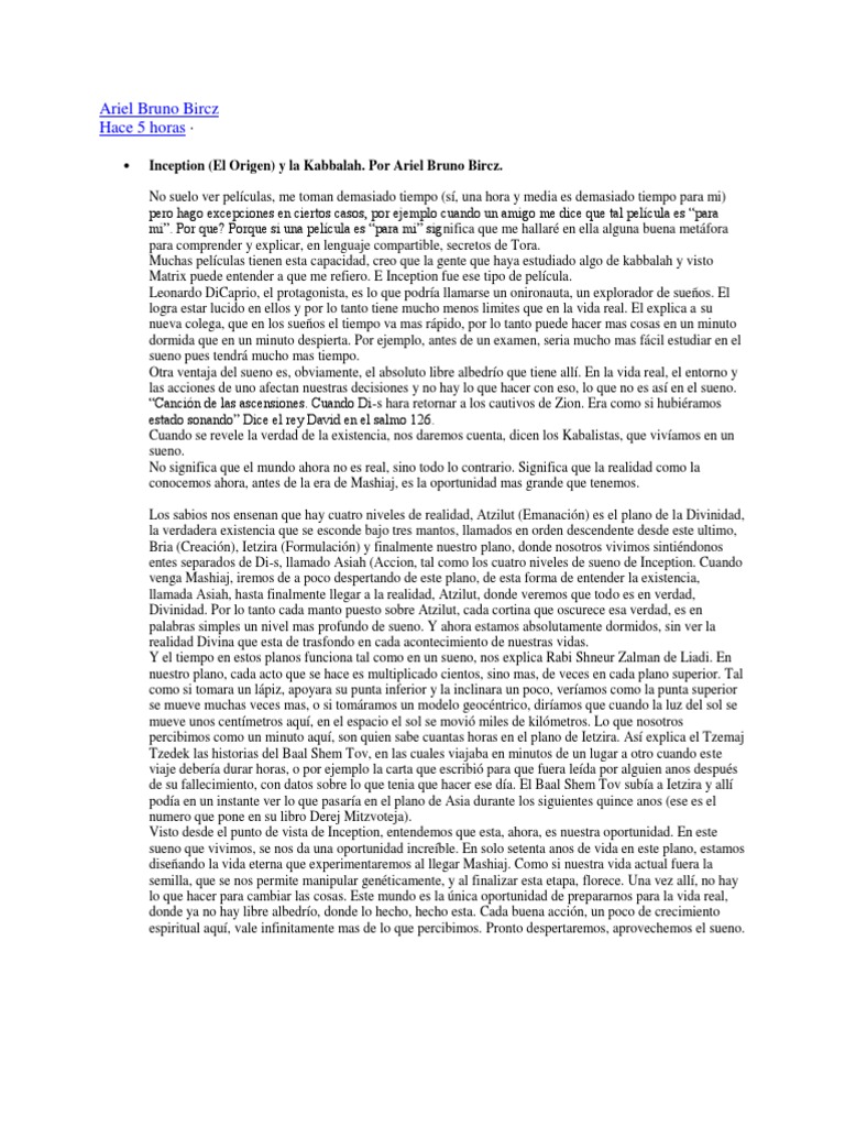 Ariel Bruno - Movie El Origen | PDF | Sueño | Libre albedrío