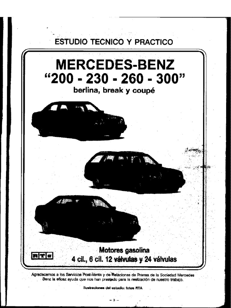 Manual de Taller Completo Mercedes-Benz Carrocería w124 en Caste Llano ...