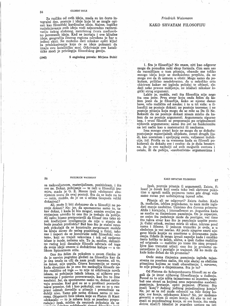 Waismann Friedrich, Kako Shvatam Filosofiju | PDF