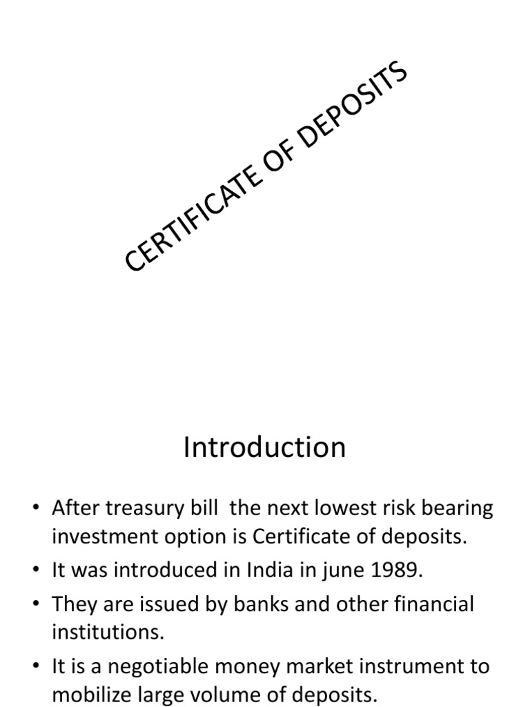 Overview of Certificate of Deposits in India | PDF