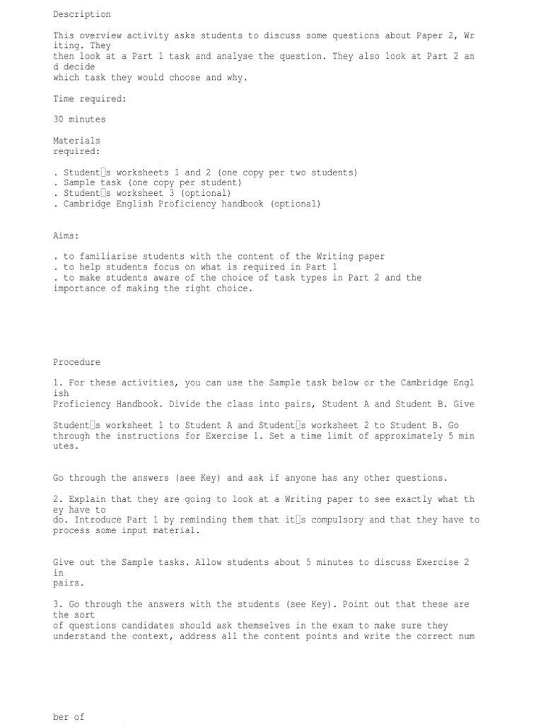 Cpe New Writing Overview | PDF | Essays | Test (Assessment)