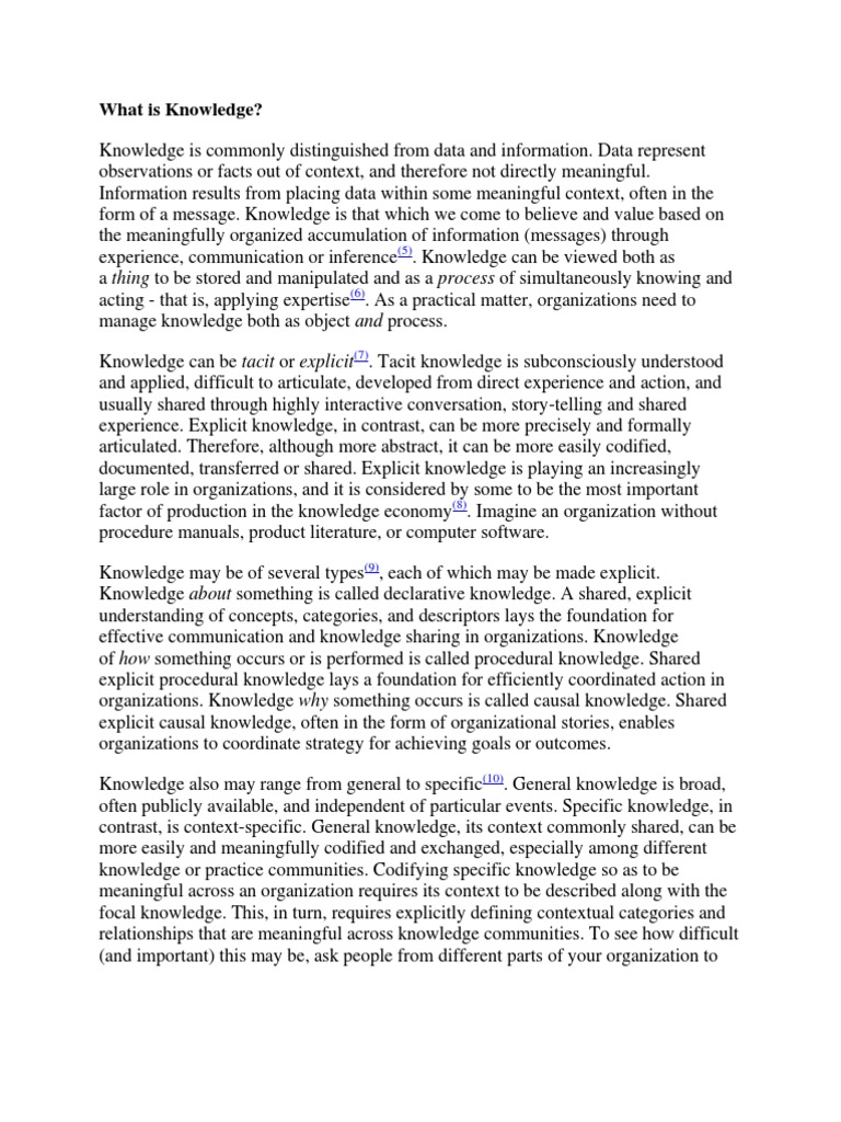 What Is Knowledge | PDF | Tacit Knowledge | Knowledge