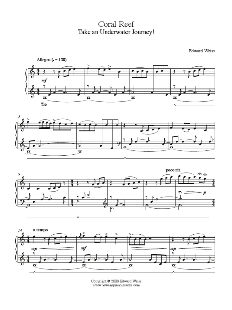 Free Piano Sheet Music - Coral Reef | PDF