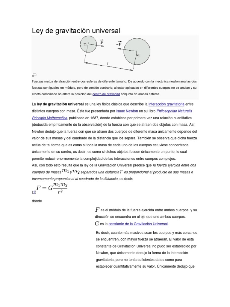 Ley de gravitación universal | Ley de gravitación universal de Newton ...