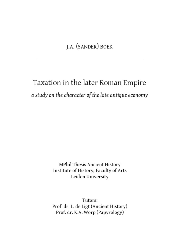 Taxation in The Later Roman Emp | PDF | Late Antiquity | Roman Empire