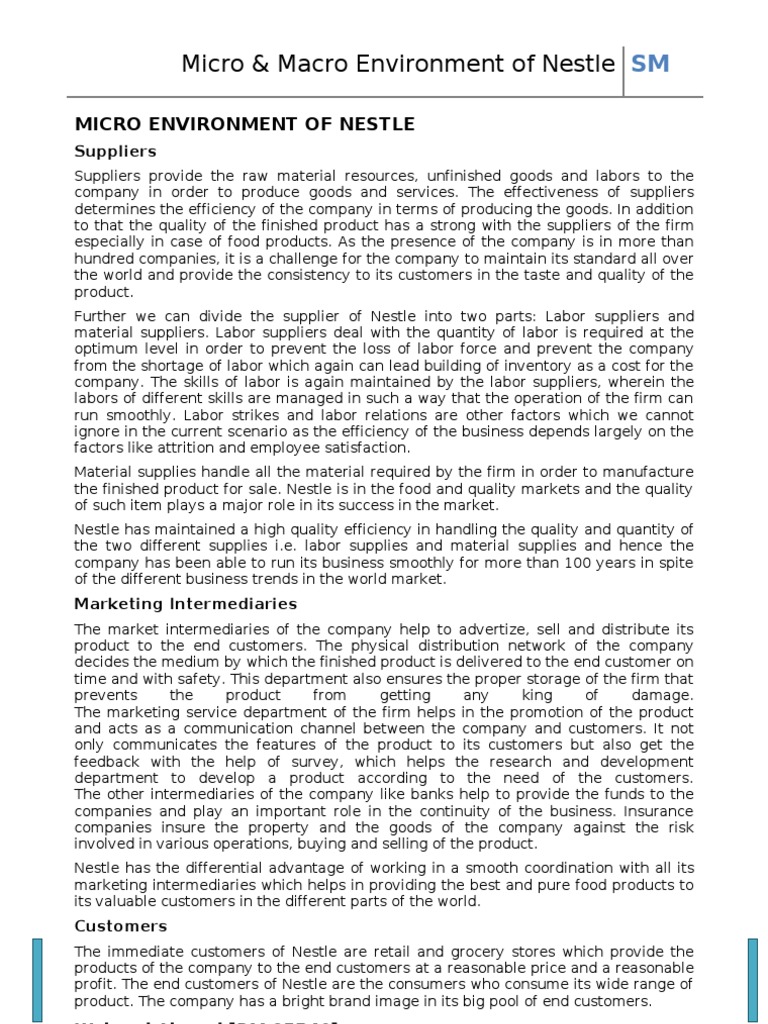 Nestlé's Micro & Macro Environment Analysis | PDF | Supply Chain ...