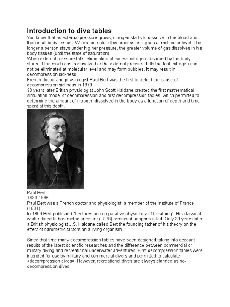 Introduction To Dive Tables, Decompression | Download Free PDF ...