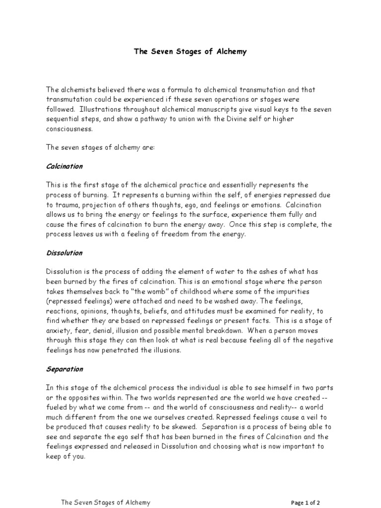 Seven Stages of Alchemical Transformation | PDF | Alchemy | Emotions