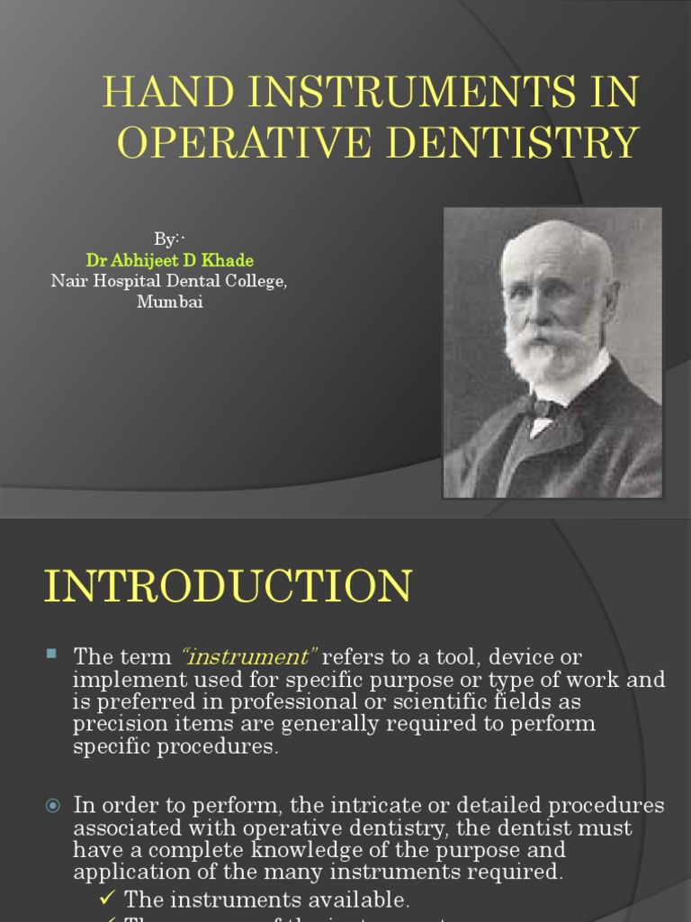 HAND INSTRUMENTS IN OPERATIVE DENTISTRY | PDF | Thumb | Steel