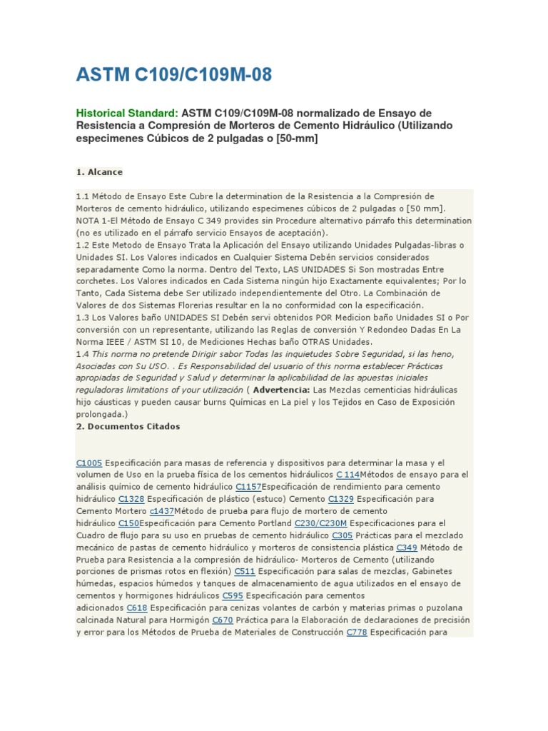 Astm C109 | PDF | Cemento | Agua