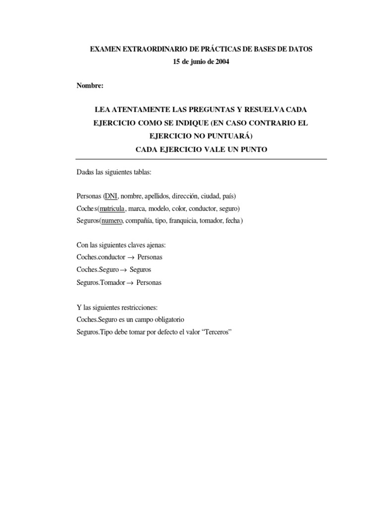 SQL Ejemplo Seguro SQL | PDF | SQL | Datos de computadora