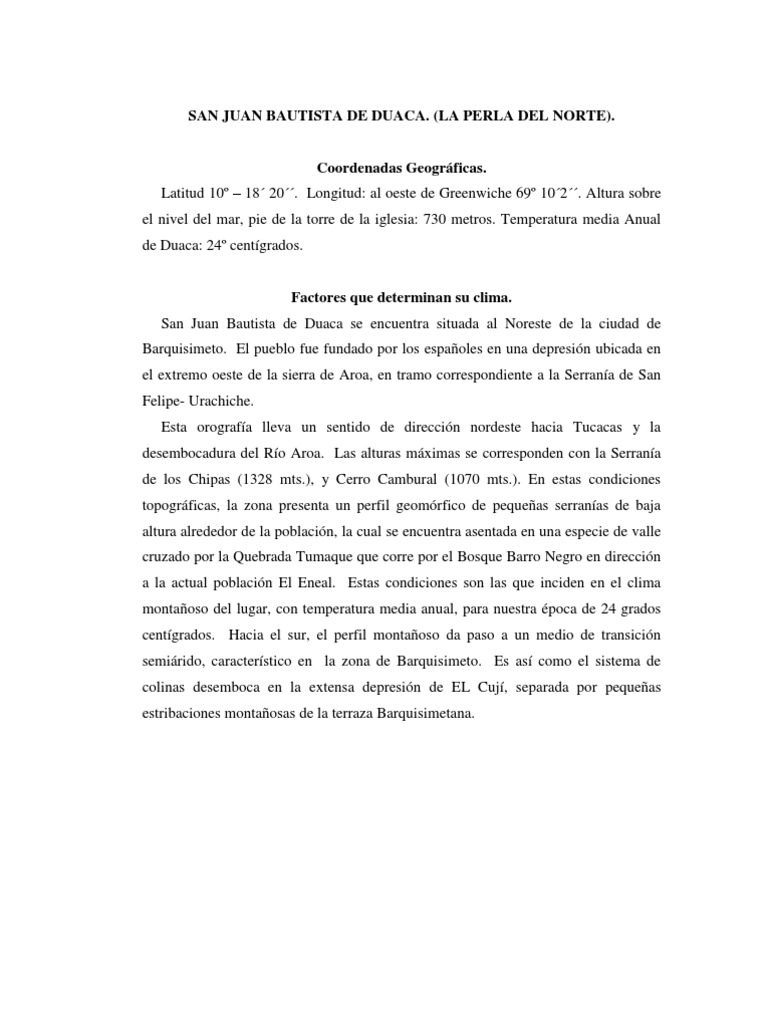 Duaca, La Perla Del Norte. | PDF | Venezuela
