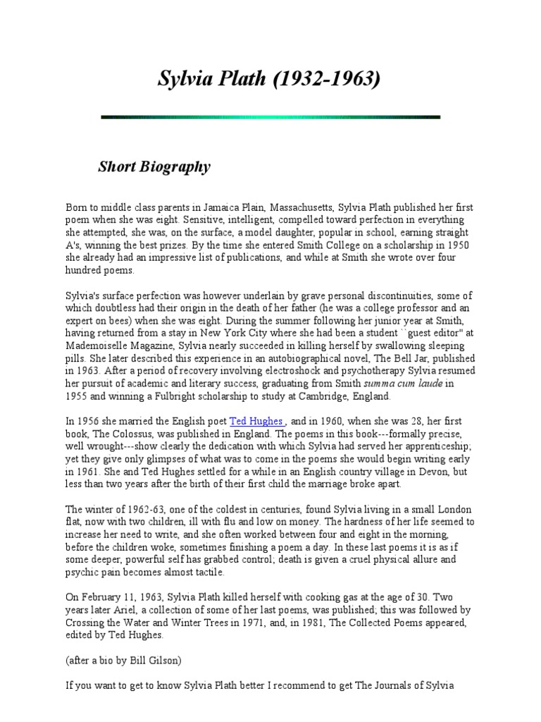 Sylvia Plath | PDF | Sylvia Plath | Poetry