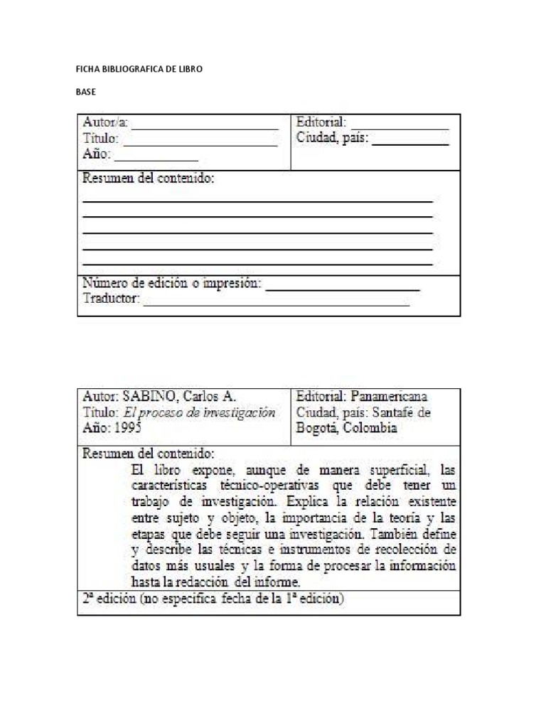 Ficha Bibliografica de Libro | PDF