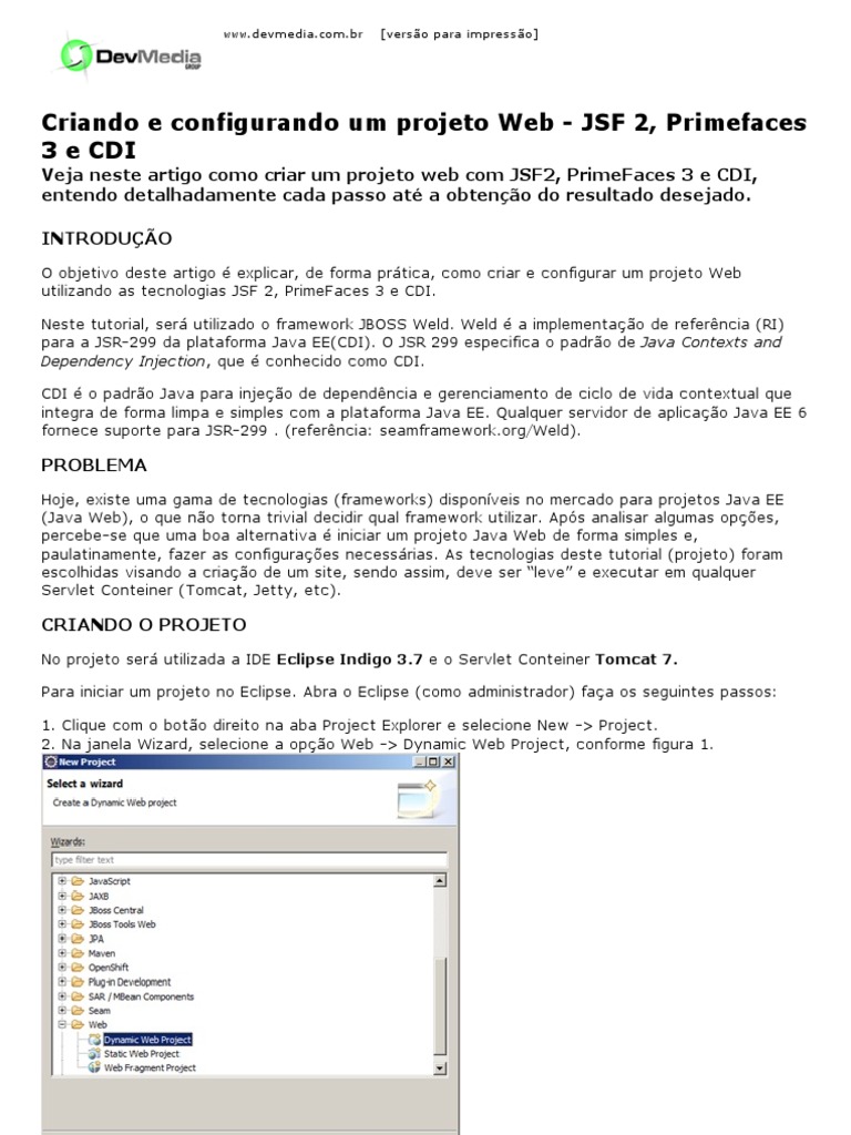 Versão para Impressão - Criando e Configurando Um Projeto Web - JSF 2, Primefaces 3 e CDI | PDF ...