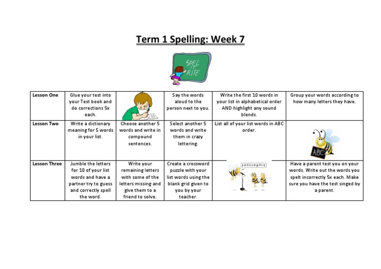 Week 7 Spelling Activities Guide | PDF