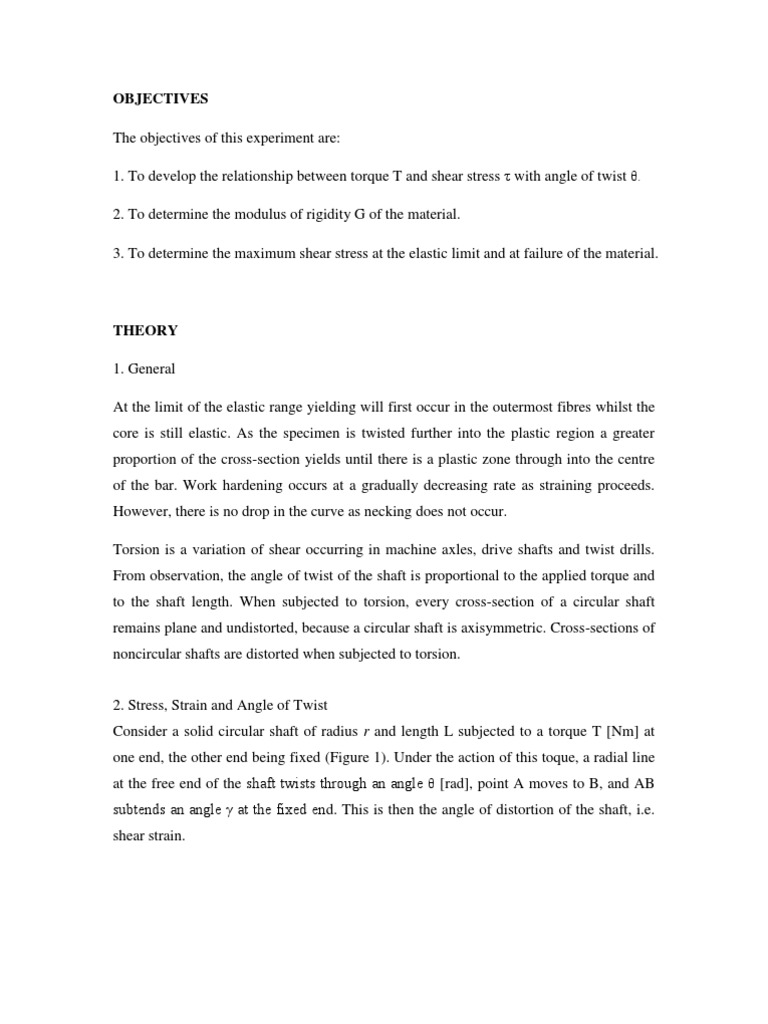 Torsion Report PDF | PDF | Deformation (Engineering) | Yield (Engineering)