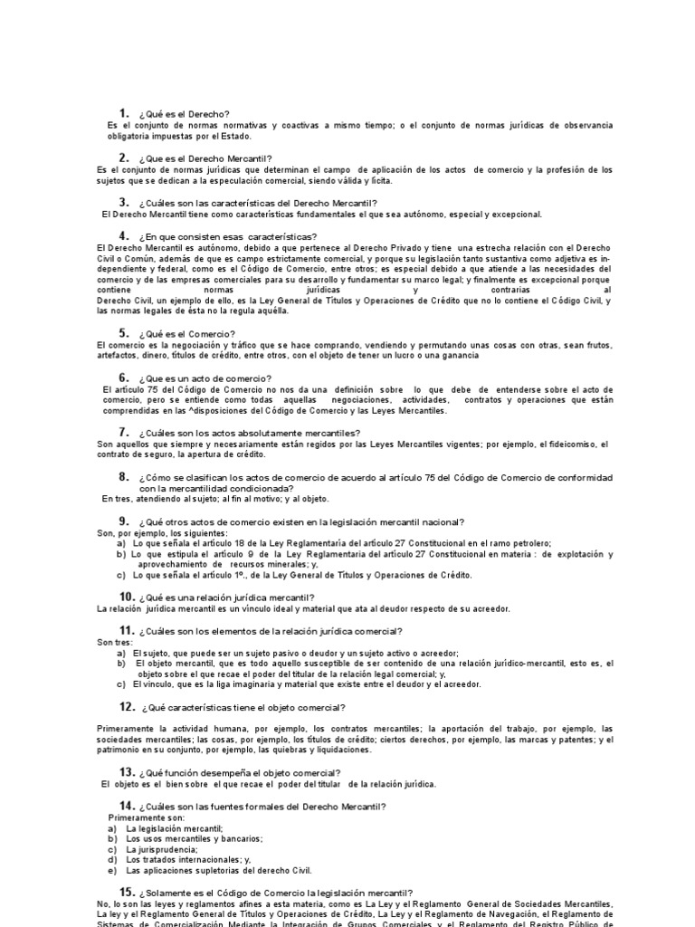 300 Preguntas y Respuestas Sobre Derecho Mercantil | PDF | Sociedad de ...