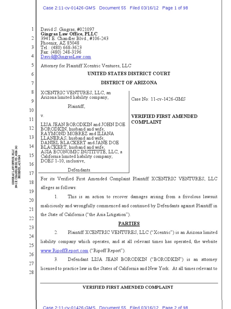 55 - First Amended Complaint | PDF | Lawsuit | Summary Judgment