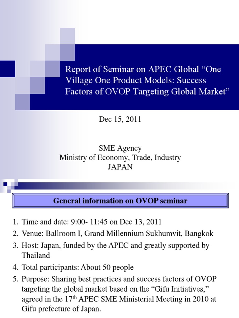 14.6 APEC Global One Village One Product Seminar | PDF