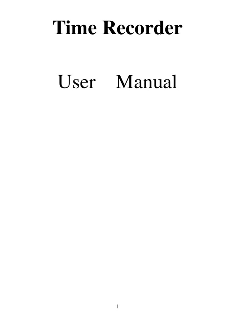 Time Recorder User Manual Guide | PDF | Personal Computers | Switch
