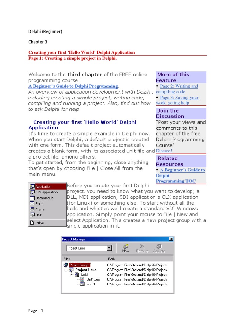 Delphi Tutorial Pdf Class Computer Programming Subroutine