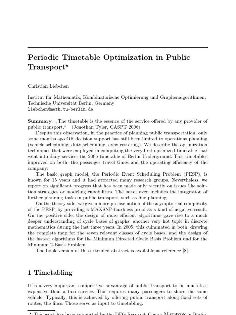 T056 - Periodic Timetable Optimization in Public Transport | PDF ...