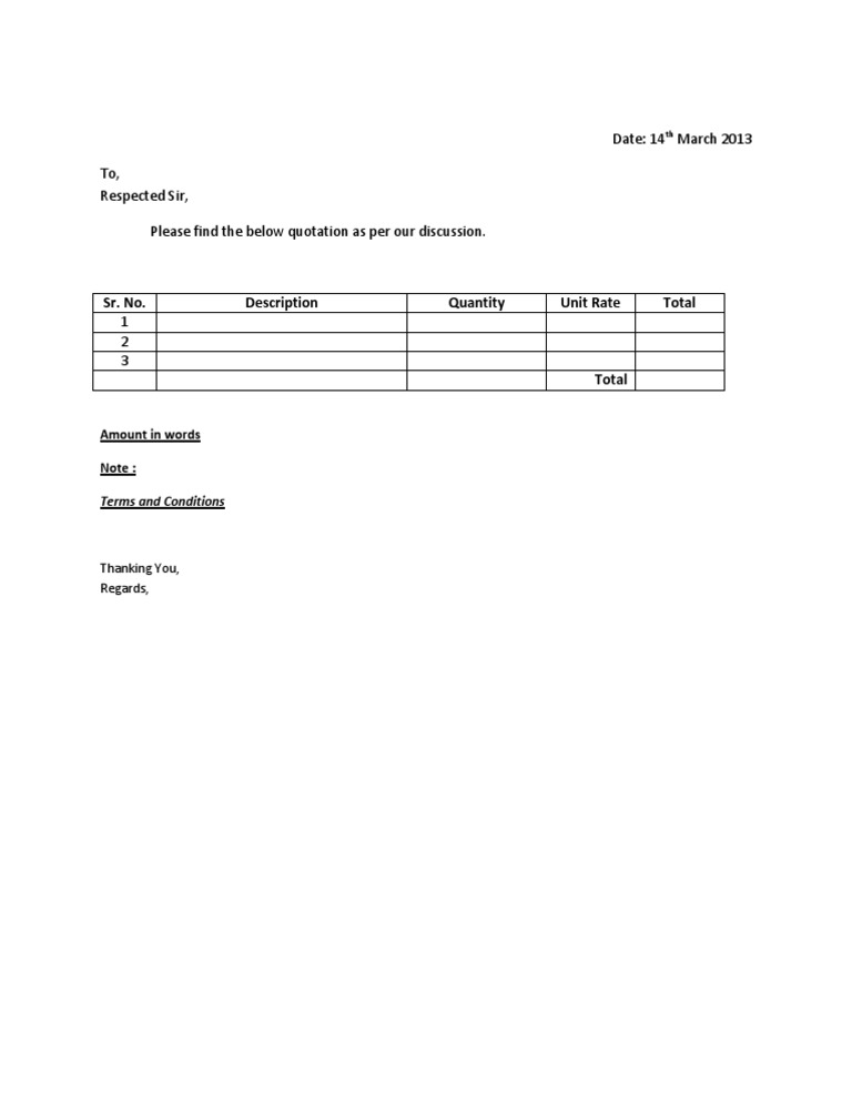 Quotation Document Template | PDF