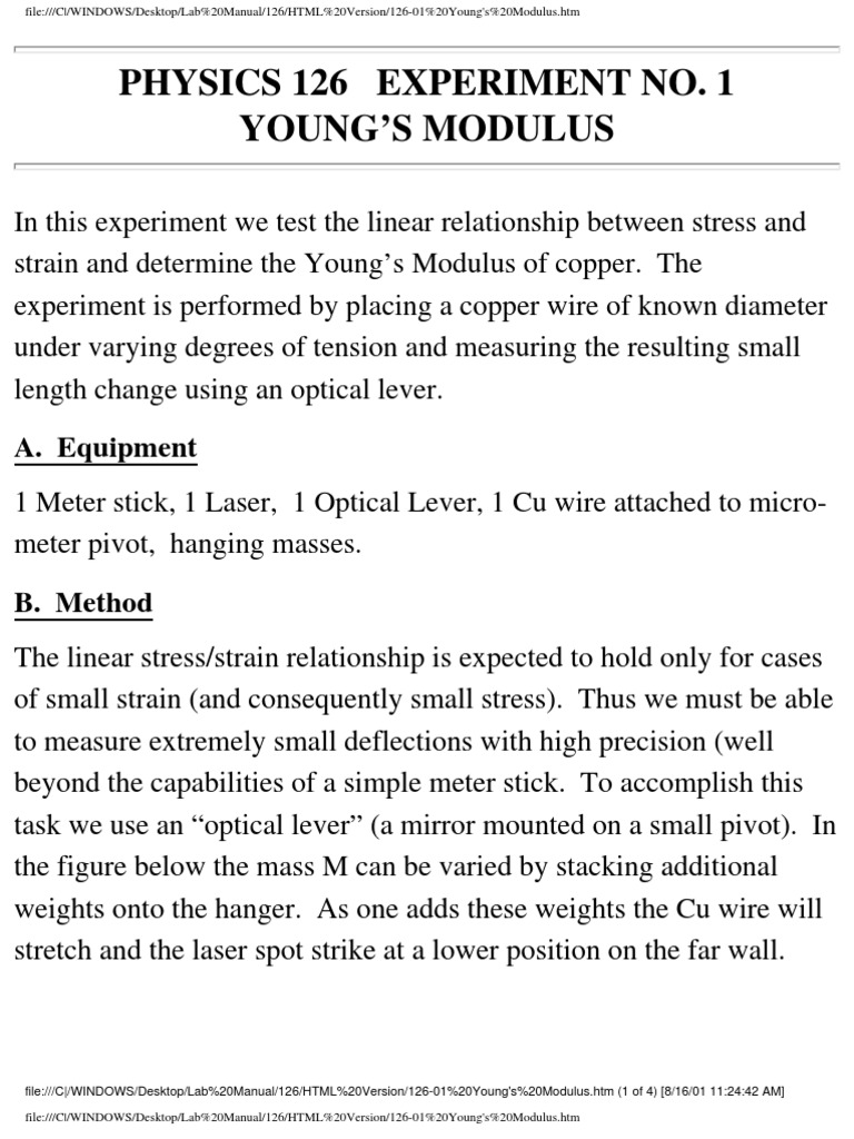Young's Modulus Experiment | PDF | Young's Modulus | Optics