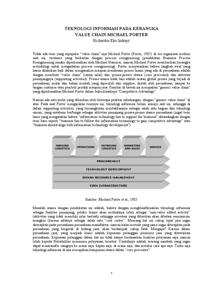Teknologi Informasi Pada Kerangka Value Chain Michael Porter | PDF