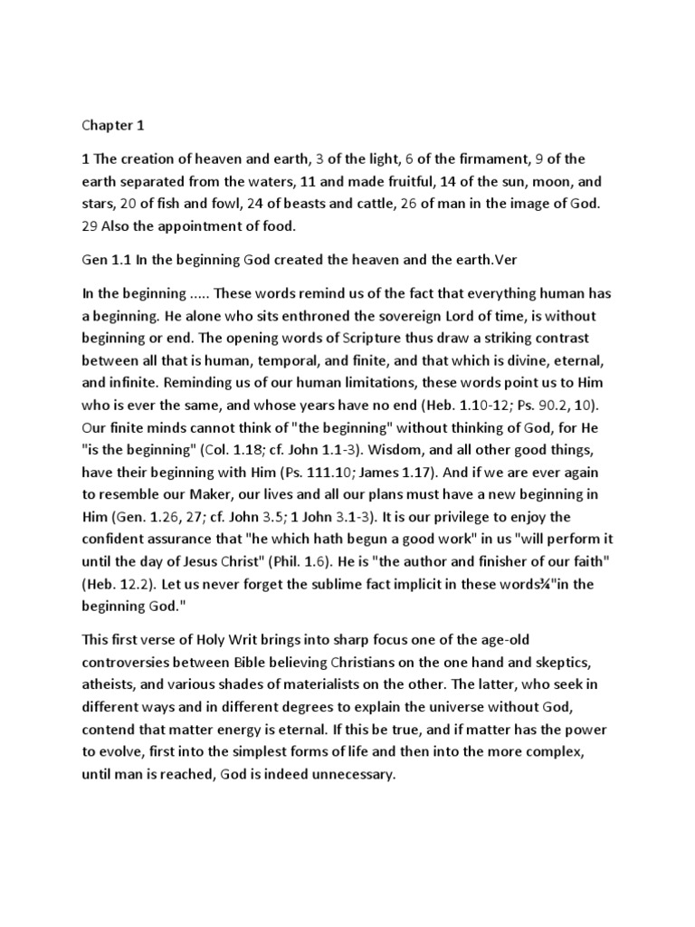 Genesis Chapter 1 Vrs 1-3 | PDF | Genesis Creation Narrative | Divinity