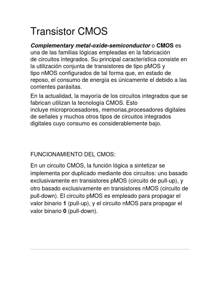 Transistor CMOS | PDF | Cmos | Transistor