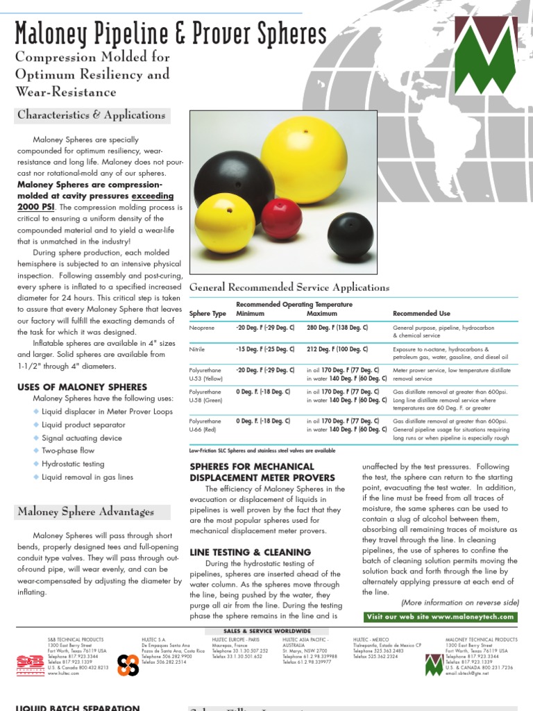 Maloney Pipeline Prover Spheres Overview | PDF | Petroleum | Valve