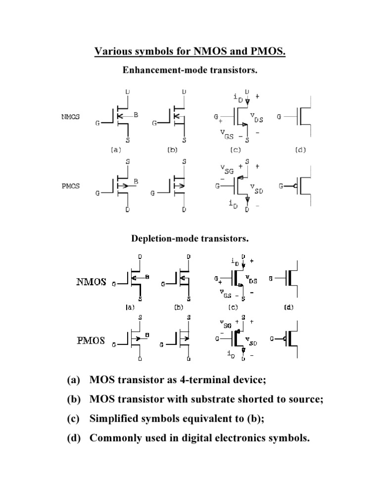 Symbols For NMOS and PMOS | PDF