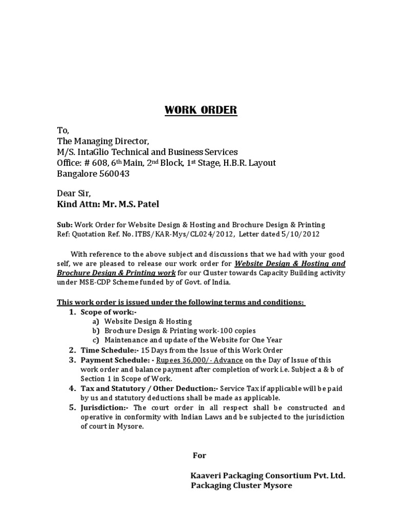 Work Order | PDF