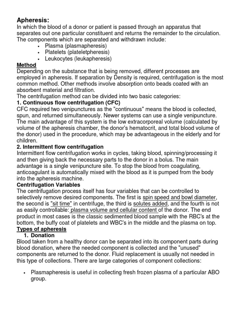 Apheresis | PDF | Hematology | Serology