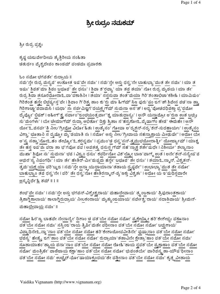Sri Rudram Namakam Kannada | PDF