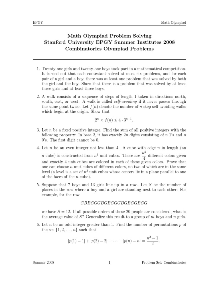 Combinatorics Pdf Sequence Integer 