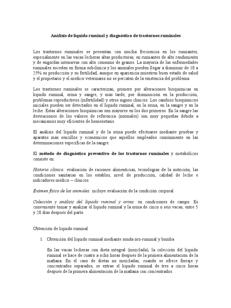 Analisis de Liquido Ruminal | PDF | Rumiante | Vacas