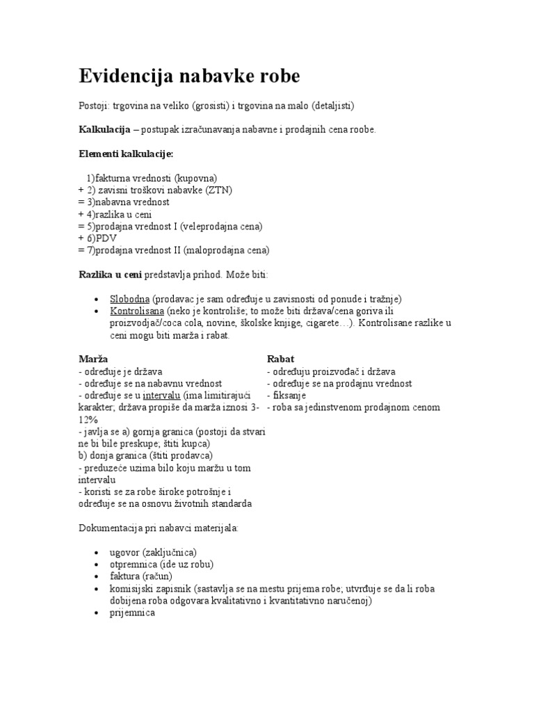 Evidencidja Nabavke Robe | PDF