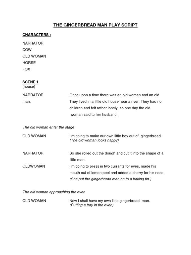 The Gingerbread Man Play Script | PDF | Art | Poetry